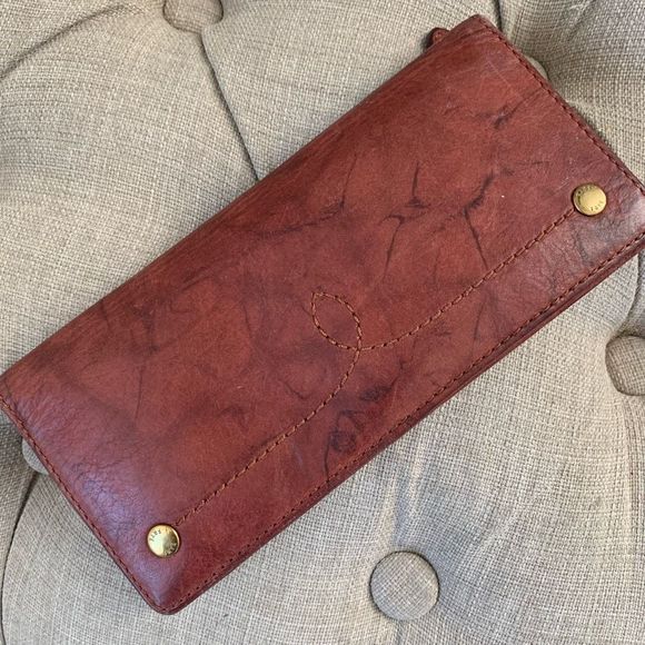 Frye | Bags | Frye Trifold Brown Wallet Clutch Genuine Leather ...